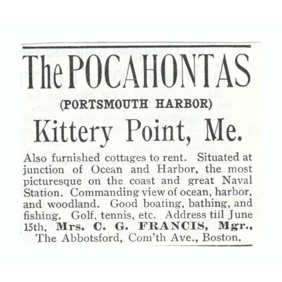 None | Other | The Pocahontas Cottages Cg Francis Kittery Point Me 93 ...